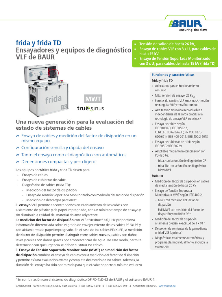 DS - VLF Tester and Diagnostics Device - Frida - Frida TD - BAUR - Es ...