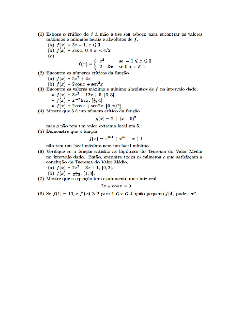 Exercicios de Calculo 1 | PDF