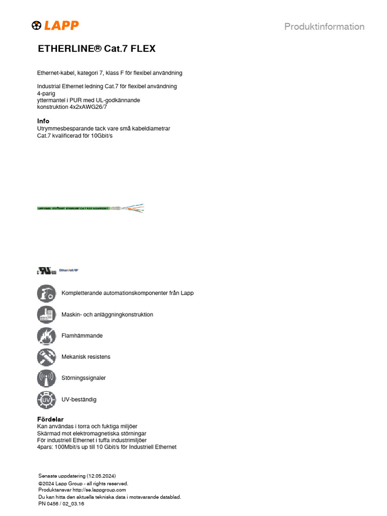 Ficha Tecnica Etherline Cat7 Flex SV | PDF