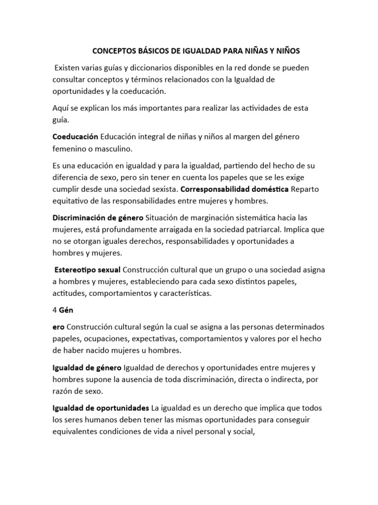 Conceptos Básicos de Igualdad para Niñas y Niños Lolita | PDF | Sexismo | Discriminación