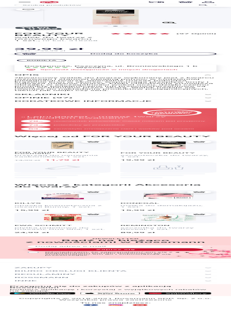 FOR YOUR BEAUTY, Wałek Do Twarzy Z Różowego Kwarcu, 1 Szt. Drogeria Rossmann - PL | PDF