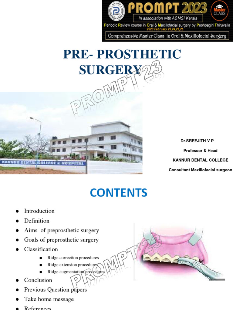 Pre Prosthetic Surgery | Download Free PDF | Dental Implant | Mouth
