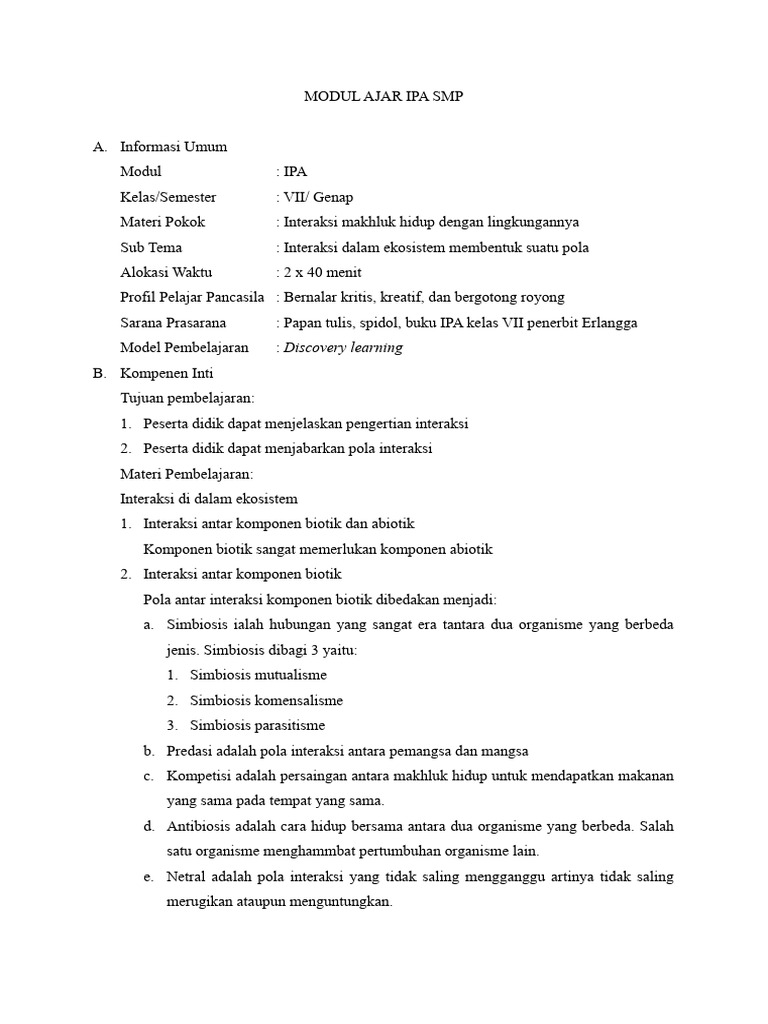 Modul Ajar Ipa SMP | PDF