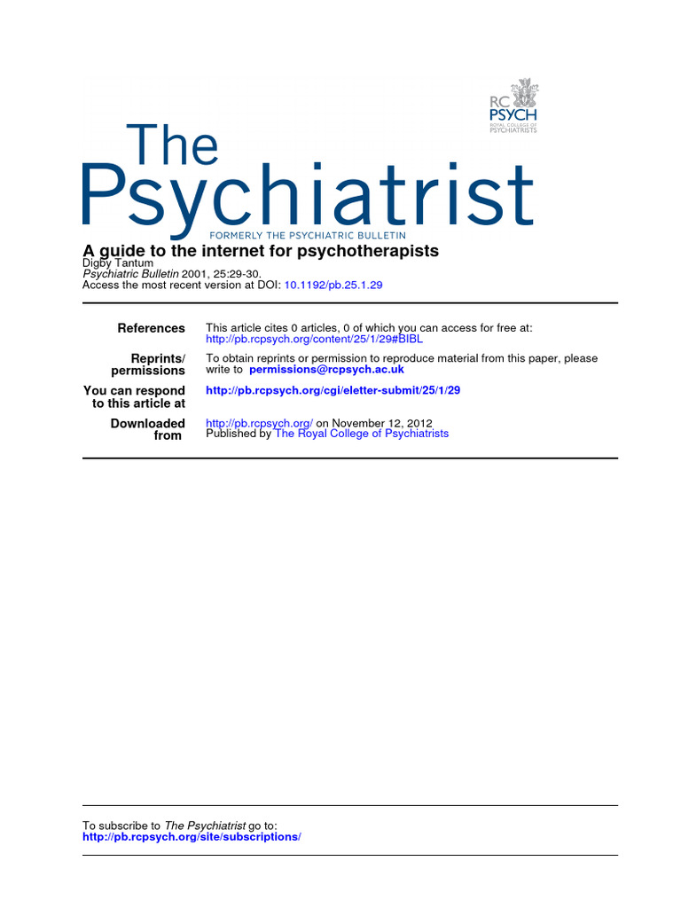 Internet Guide for Psychotherapists | PDF | Psychotherapy | Psychology