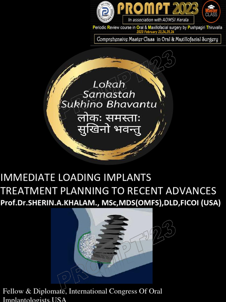 Immediate Loading Implants - Treatment Planning To Recent Advances ...