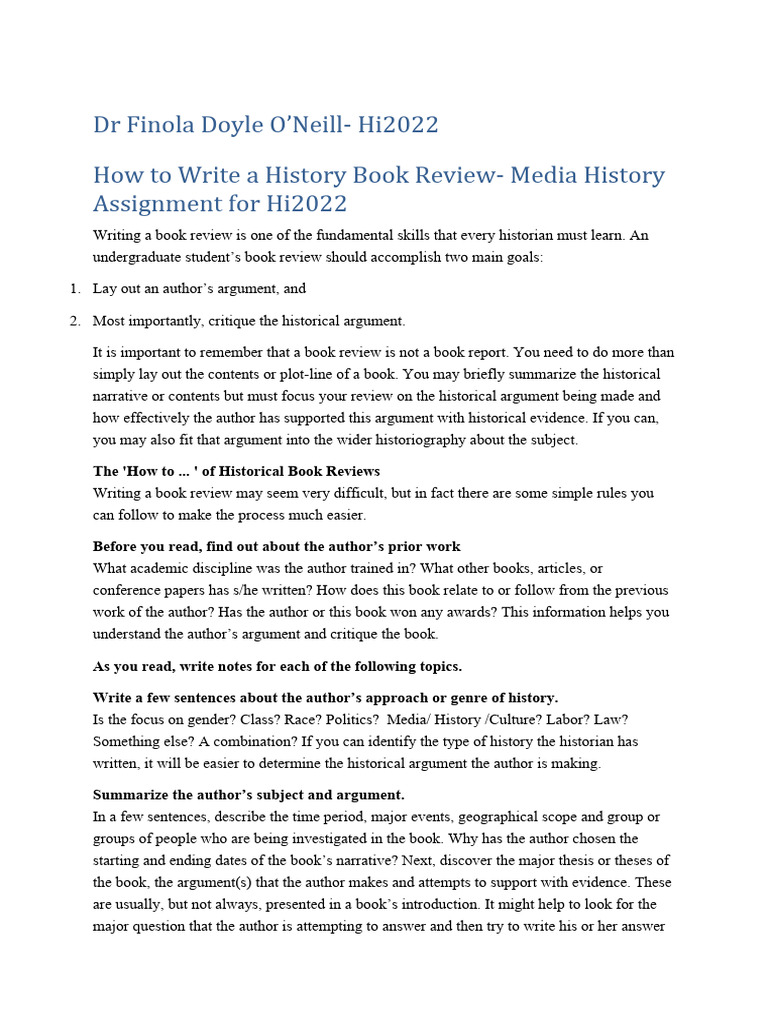 Guide to Writing Historical Book Reviews | PDF | Evidence | Books