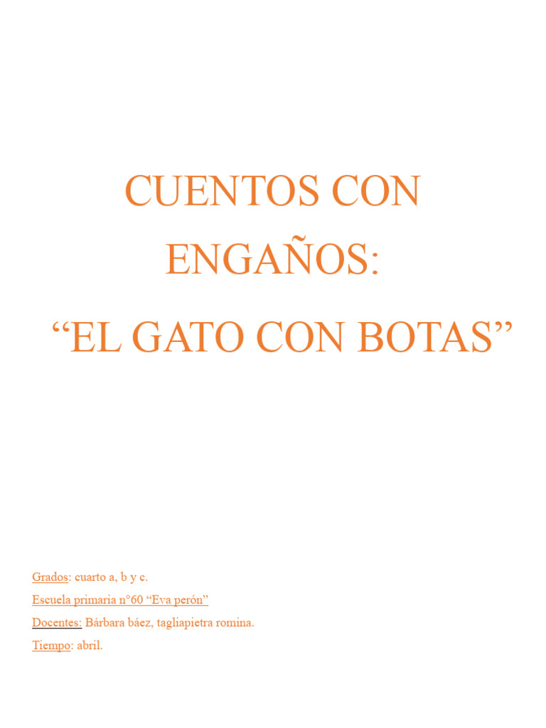Actividades de Lectura y Escritura: Gato con Botas | PDF | Sustantivo