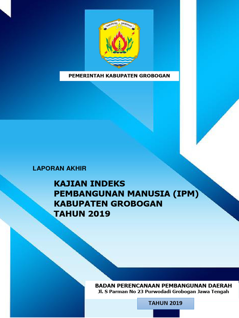 Kajian Indeks Pembangunan Manusia IPM KabGrobogan 2019 | PDF