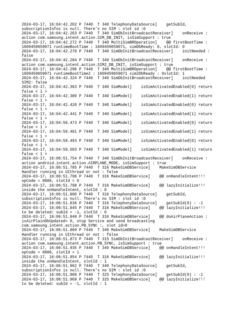 SIM Initialization Logs | PDF