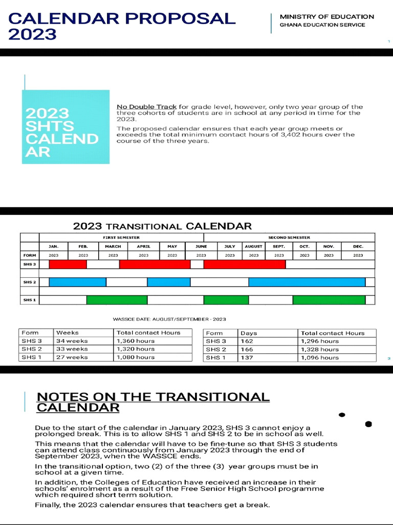2023 Ghana SHS Transitional Calendar | PDF | Academic Term | Schools