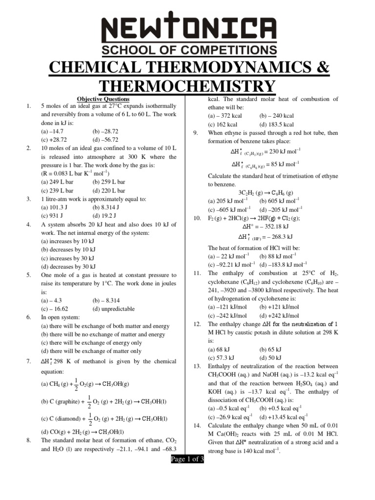 3 - Chemical Thermodynamics and Thermochemistry | PDF | Gibbs Free ...