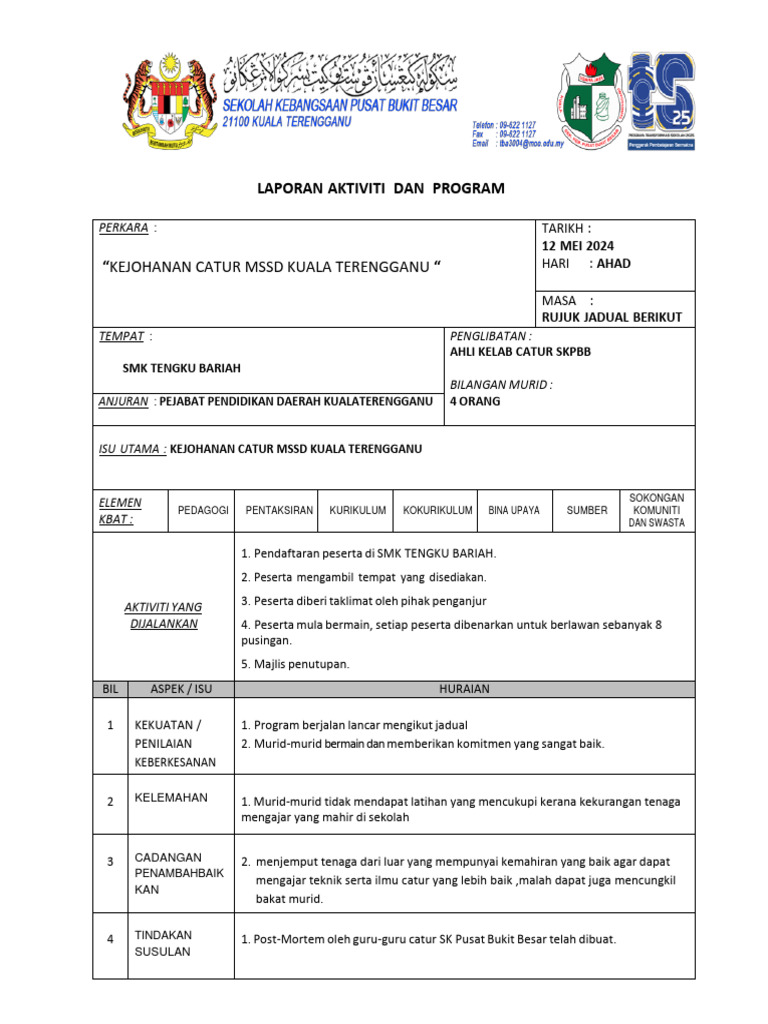Laporan Catur MSSD 2024.. | PDF