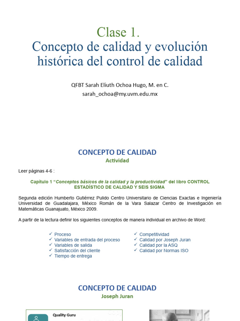 Clase 1. Concepto y Evolución Del Control de Calidad | Descargar gratis PDF | Calidad (comercial ...