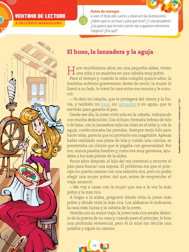 El Huso, La Lanzadera y La Aguja (Hermanos Grimm) | PDF