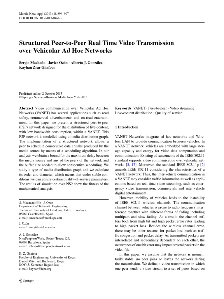Structured Peer-to-Peer Real Time Video Transmission | PDF | Peer To Peer | Computer Network