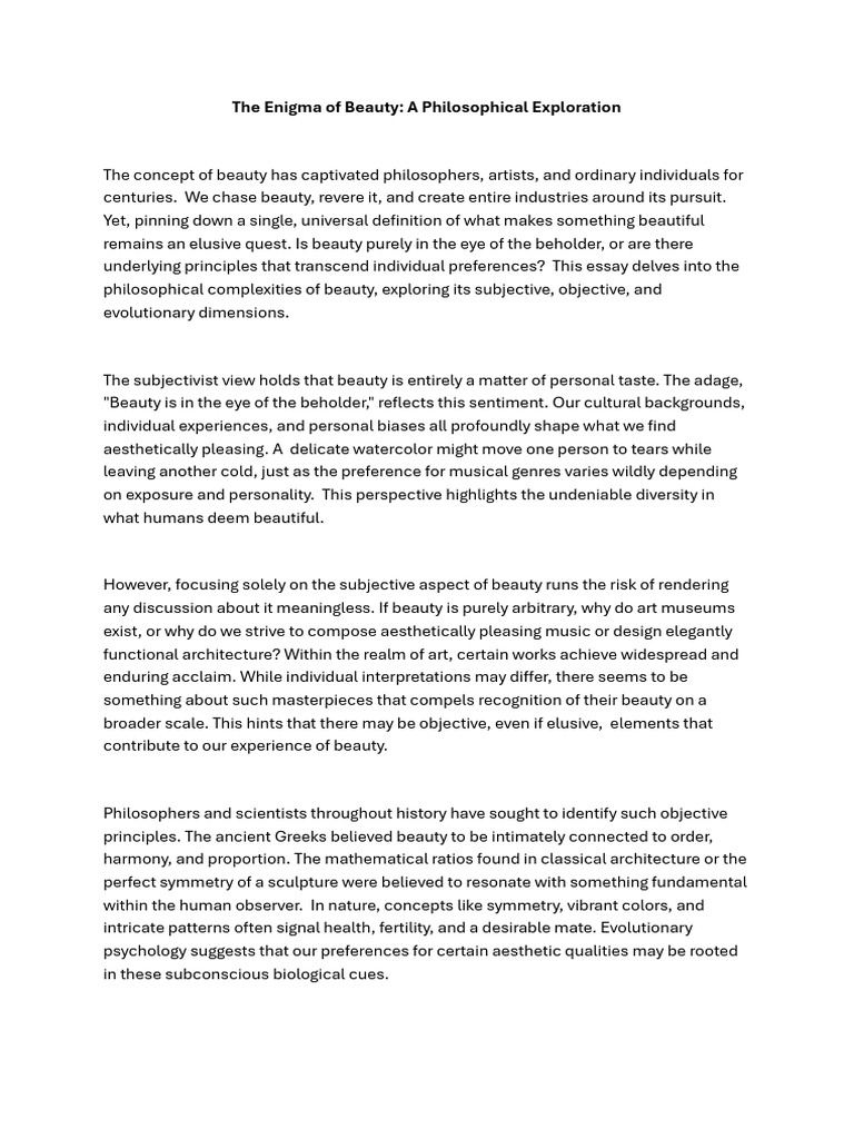The Enigma of Beauty | PDF | Beauty | Aesthetics