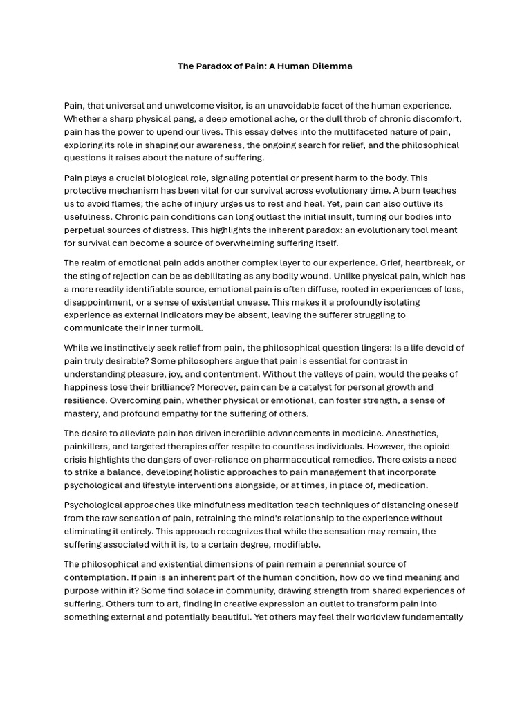 The Paradox of Pain | PDF | Pain | Experience