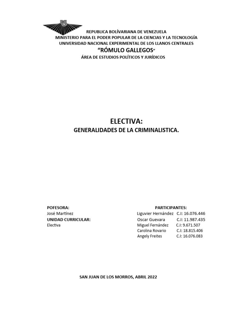 Electiva # 1 | PDF | Ciencia forense | Derecho penal