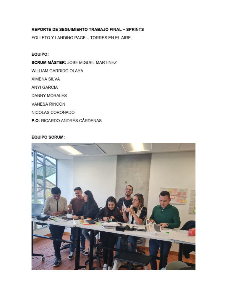 Reporte de Seguimiento Trabajo Final | PDF | Scrum (desarrollo de software)