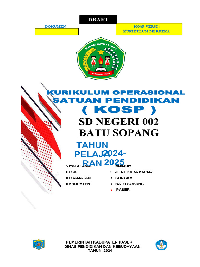 Draf Dokumen Kosp SD 002 BTSP 2024 2025 Ok | PDF