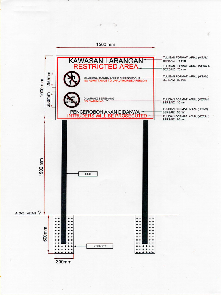 Template Signboard Kawasan Projek | PDF