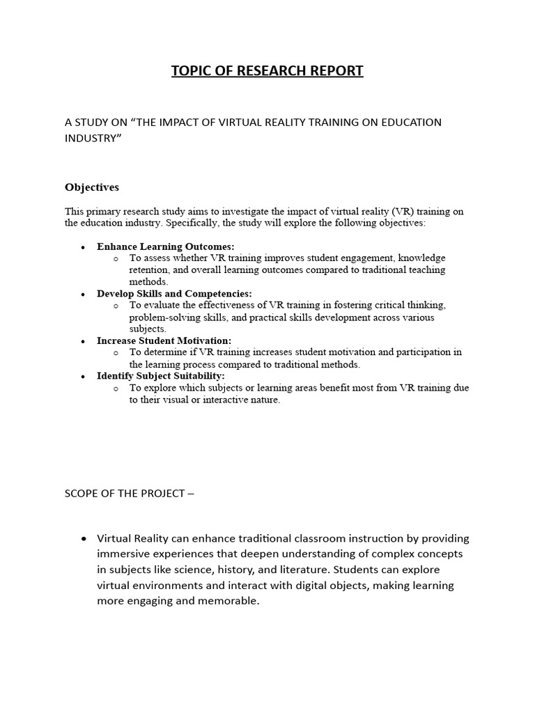 Research Project Report | PDF | Educational Technology | Virtual Reality