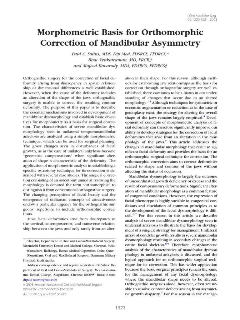 Morphometric Ogx | PDF | Oral And Maxillofacial Surgery | Morphometrics