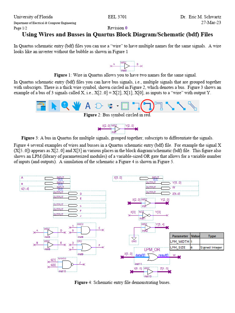 Wires and Buses in Quartus Schematic | PDF
