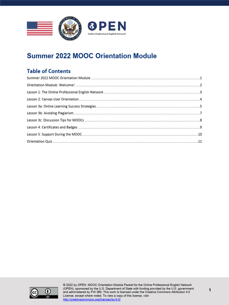 Cdev Mooc Orientation Module Downloadable Packet Summer 2022 Pdf