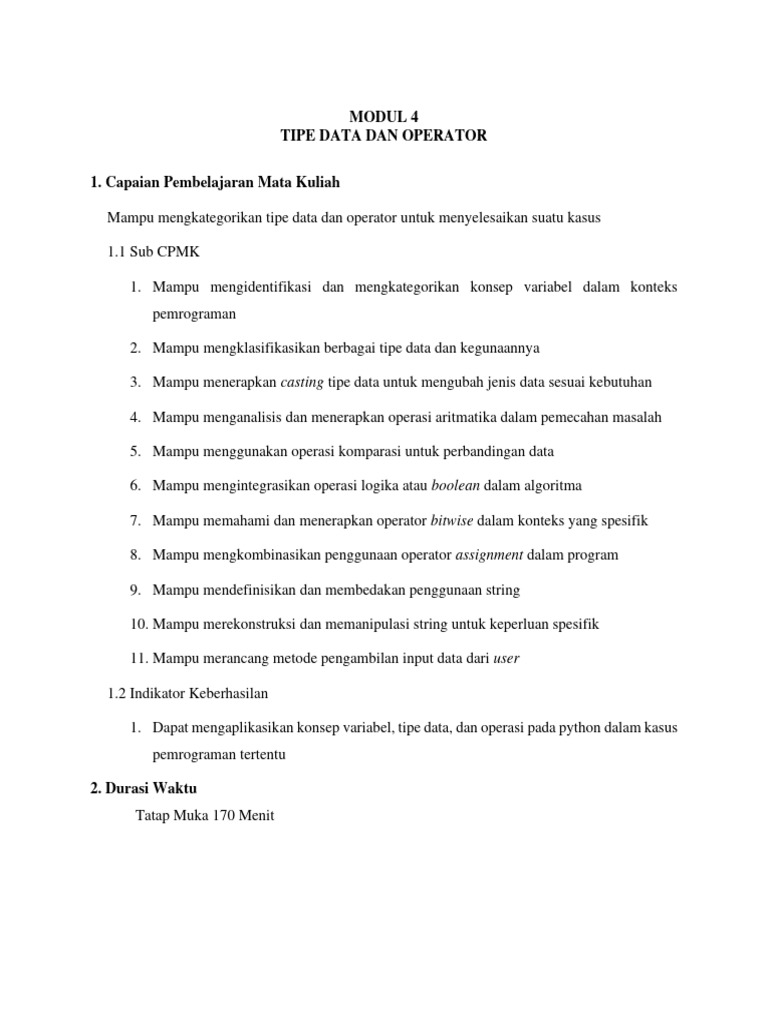 Tipe Data Dan Operator | PDF