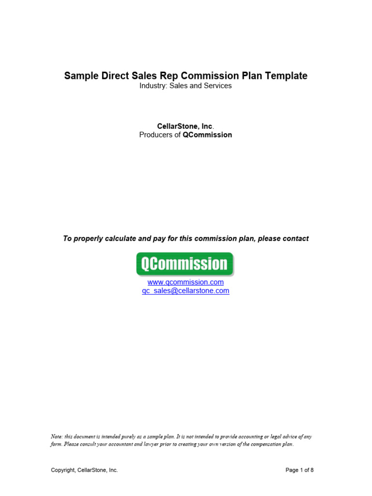 Sample Direct Sales Rep Sales Commission Agreement Template | PDF ...