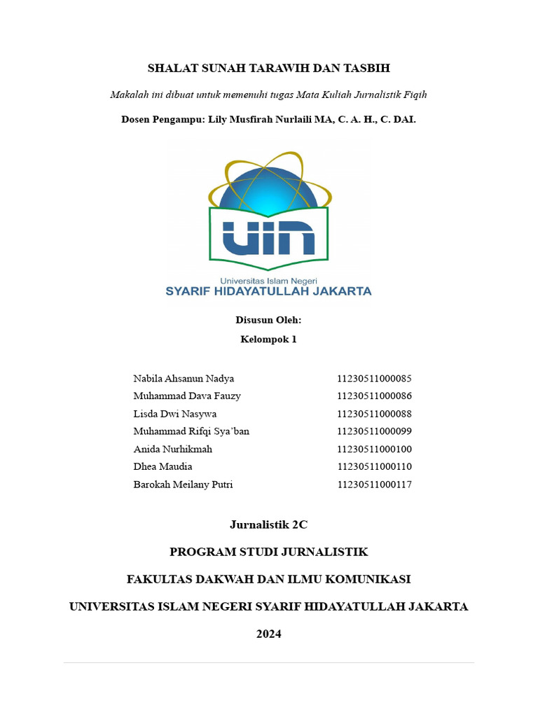Shalat Tarawih dan Tasbih | PDF