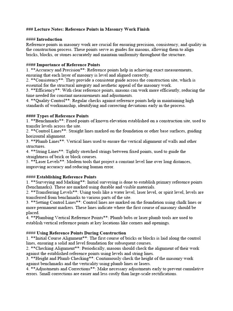 Reference Points | PDF | Masonry | Surveying