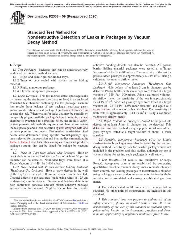 Astm F2338 09 2020 | PDF | Vacuum | Pressure Measurement