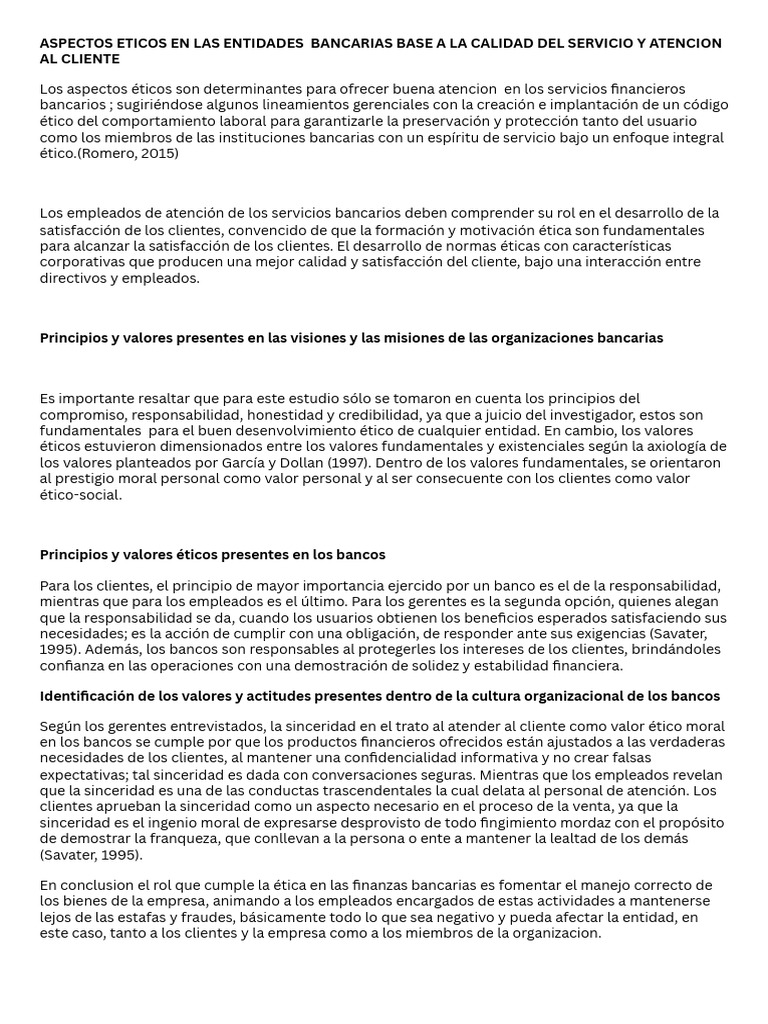 Aspecto Etico | PDF | Bancos | Cliente