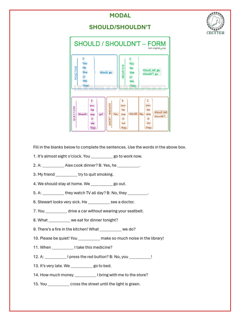 MODALS PRACTICE | PDF