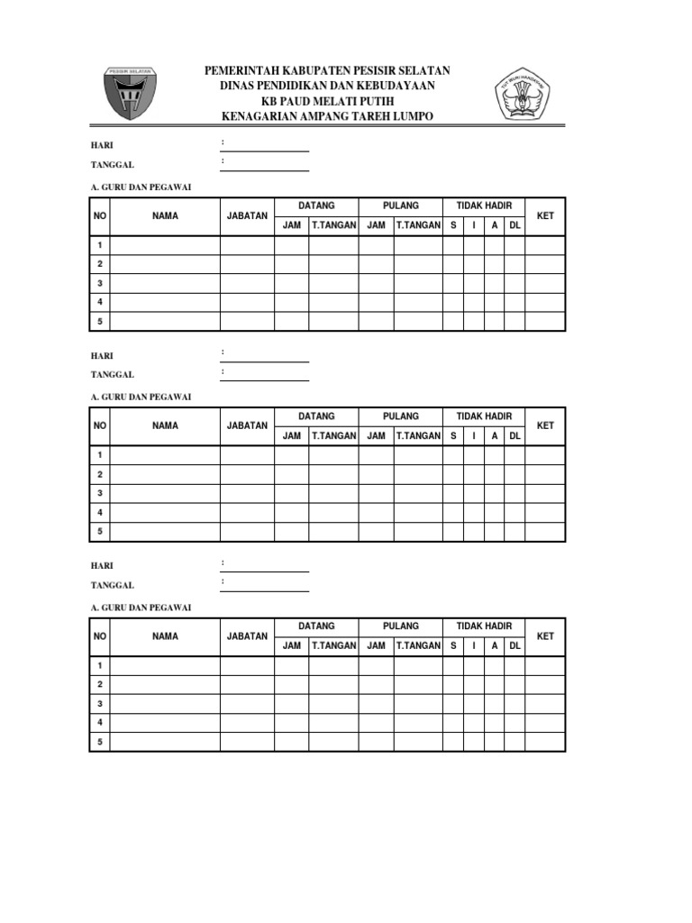 Contoh ABSEN GURU | PDF