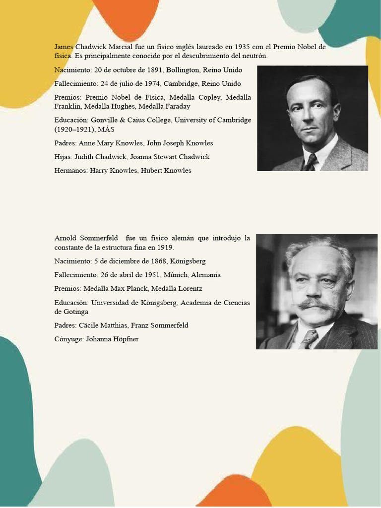 James Chadwick Marcial Fue Un Físico Inglés Laureado en 1935 Con El ...