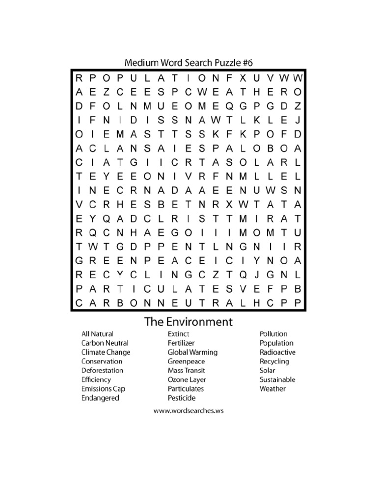 Environment Wordsearch | PDF