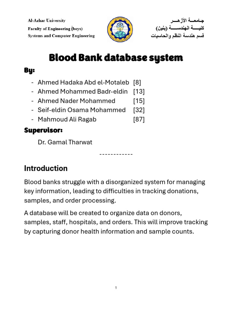 Blood Bank Database System | PDF | Blood Type | Animal Physiology