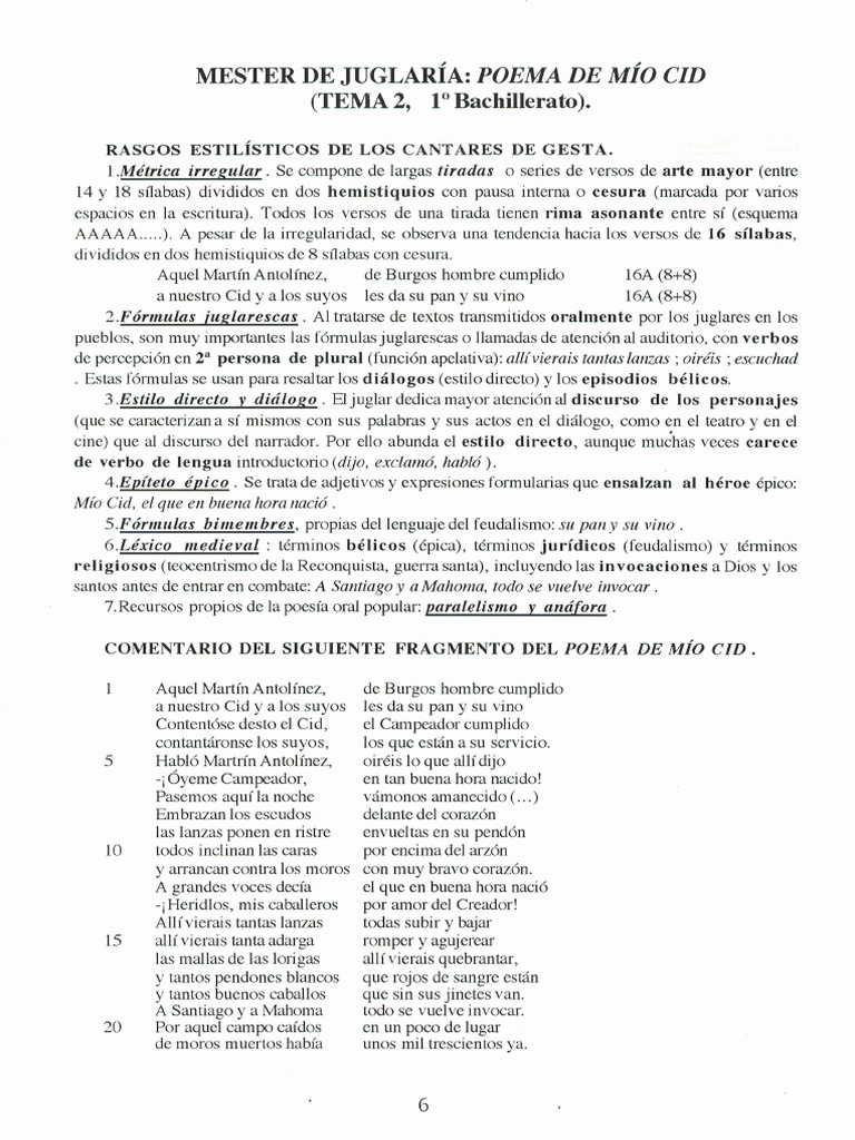 Tema 2 Mio Cid y Romancero Viejo | PDF