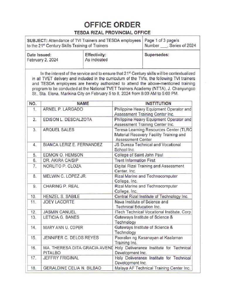 Revised Office-Order-21st-Century-Skills-Tot-Ntta0001 | PDF