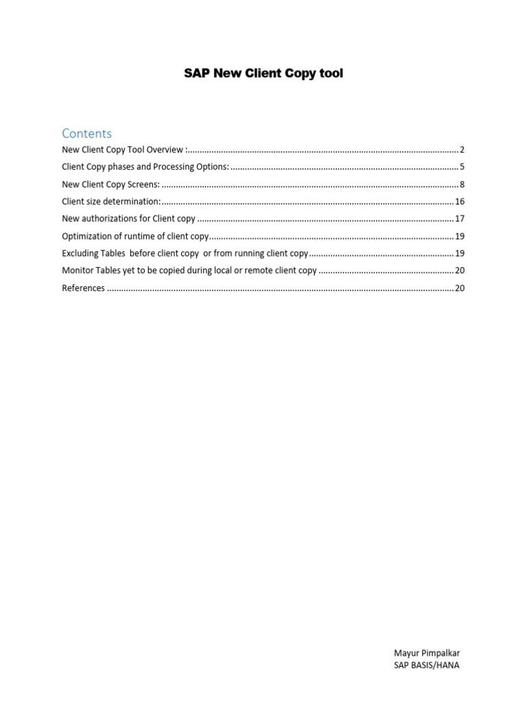 Sap New Client Copy Tools by Mayur Pimpalkar | PDF | Databases ...