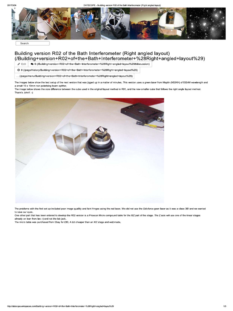 DATSCOPE - Building Version R02 of The Bath Interferometer (Right ...