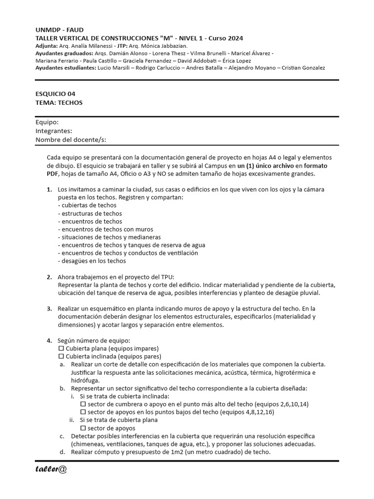 Consigna - Esquicio 04 - TECHOS - 2024 | PDF