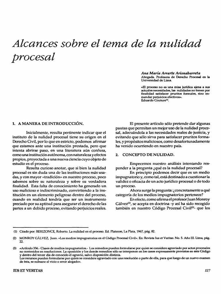 Nulidad Procesal: Conceptos y Alcances | PDF | Ley procesal | Nulo (ley)