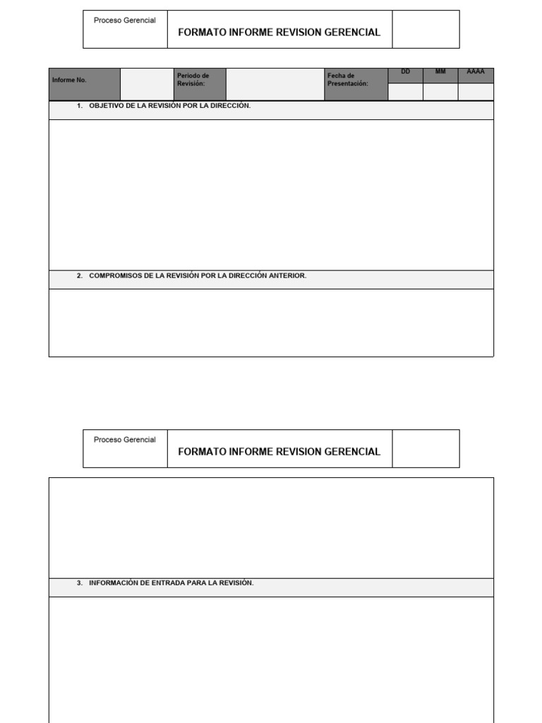 Formato Informe Revisión Gerencial | PDF