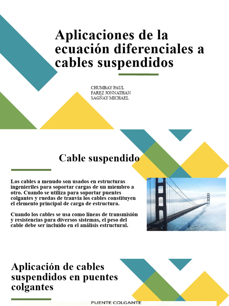 E.D Presentacion de Cables Suspendidos | PDF