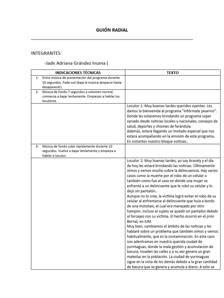 Guión Radial | PDF | Dieta