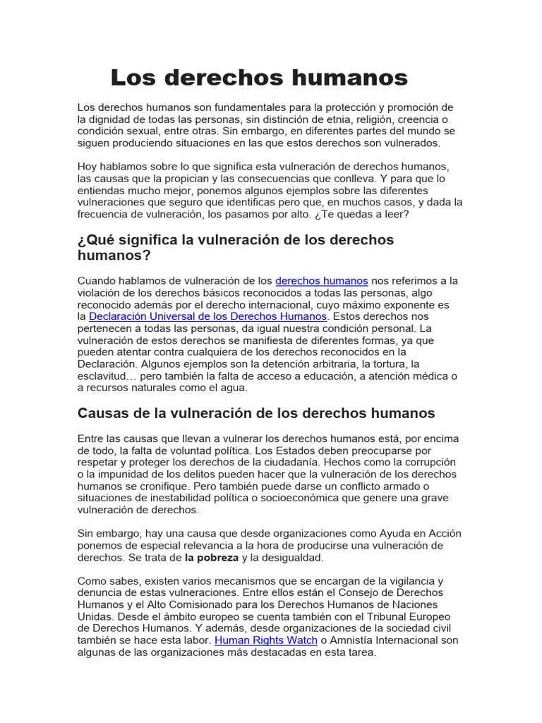 Los Derechos Humanos | PDF | Derechos | Derechos humanos